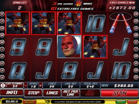 Daredevil Slot Machine: 20 Lines, Free Spins