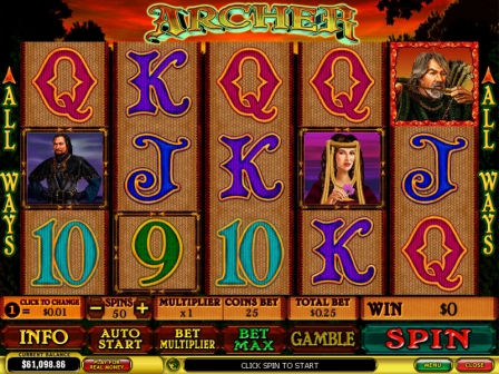 Archer Slot Machine: 7 Free Spins, Gamble Feature